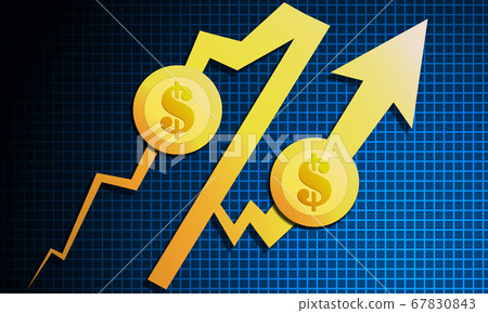 Gold coins money with arrow and form the - Stock Illustration [67830843 ...