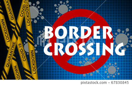 No border crossing sign with virus in background - Stock Illustration ...