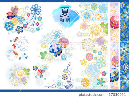 Japanese pattern set for summer - Stock Illustration [67830931] - PIXTA
