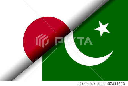 Flags of the Japan and Pakistan divided diagonally - Stock Illustration ...