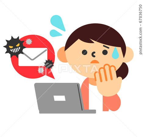 Person female housewife computer upper body... - Stock Illustration ...