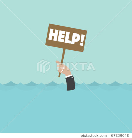 Hand of a Man Holding a Help Sign Asking For... - Stock Illustration ...