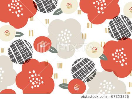 Retro modern pop Japanese pattern of camellia - Stock Illustration ...