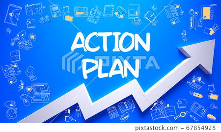 Action Plan Drawn on Blue Surface. - Stock Illustration [67854928] - PIXTA