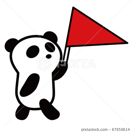 Panda character walking flag red - Stock Illustration [67858614] - PIXTA
