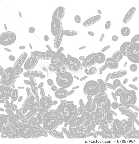 American dollar coins falling. Scattered black and - Stock Illustration ...