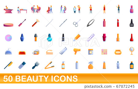 50 beauty icons set, cartoon style - Stock Illustration [67872245] - PIXTA