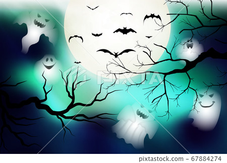 Halloween moon ghost background - Stock Illustration [67884274] - PIXTA