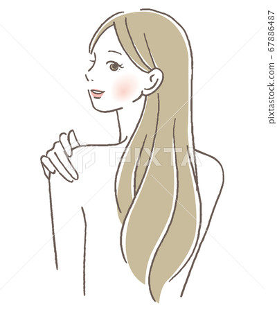 A woman putting her hand over her shoulder - Stock Illustration ...
