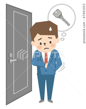 Young man looking for a house key - Stock Illustration [67891853] - PIXTA