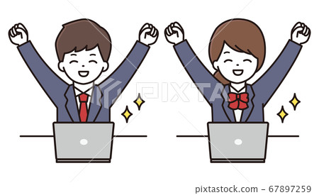Male student Female student Computer illustration - Stock Illustration ...