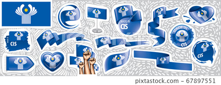 Vector set of the national flag of CIS in... - Stock Illustration ...