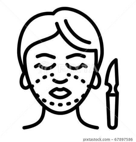 Surgical face lifting icon, outline style-插圖素材 [67897586] - PIXTA圖庫