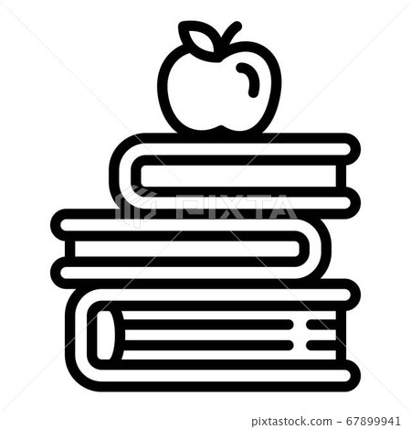 Apple on books stack icon, outline style - Stock Illustration [67899941 ...