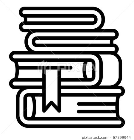 Library books stack icon, outline style - Stock Illustration [67899944 ...