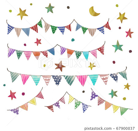 Hand painted watercolor style garland - Stock Illustration [67900837 ...