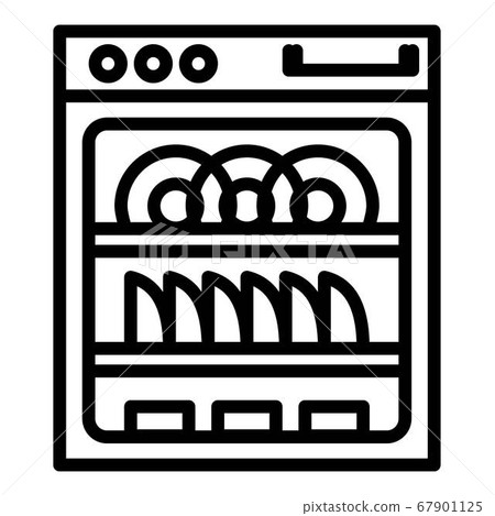 Modern dishwasher icon, outline style - Stock Illustration [67901125 ...