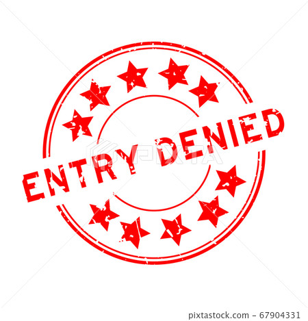 Grunge red entry denied word with star icon... - Stock Illustration ...