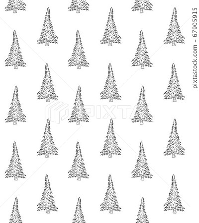 Vector seamless pattern of sketch spruce tree - Stock Illustration ...