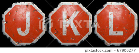 Set of letters J, K, L made of public road sign... - Stock Illustration ...