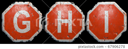 Set of letters G, H, I made of public road sign... - Stock Illustration ...