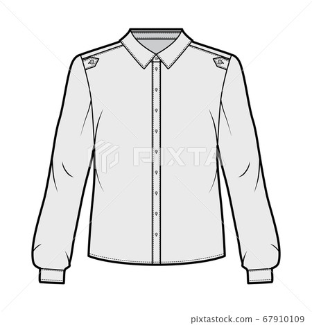 Classic military style shirt technical fashion... - Stock Illustration ...