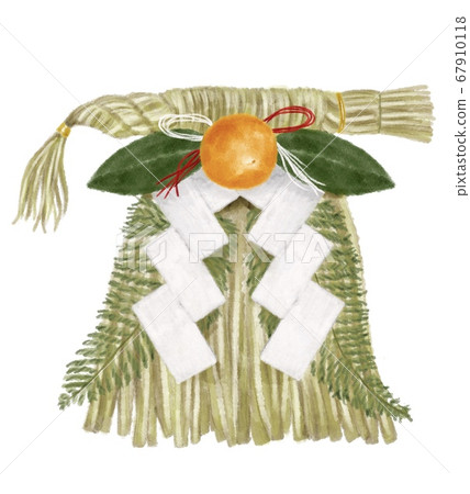 Shimenawa New Year watercolor style illustration - Stock Illustration ...