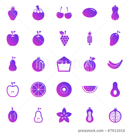 Fruit gradient icons on white background - Stock Illustration [67912018 ...
