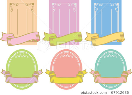 Retro ribbon sticker label pastel color - Stock Illustration [67912686 ...