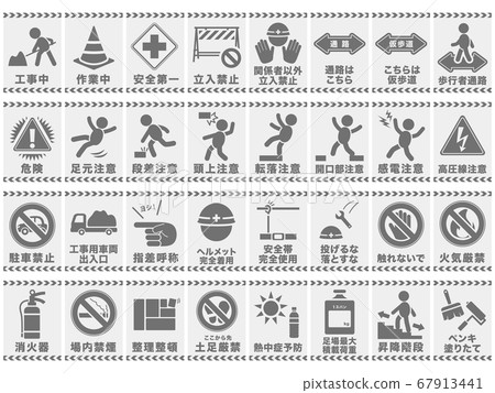 Construction site safety sign pictogram set - Stock Illustration ...