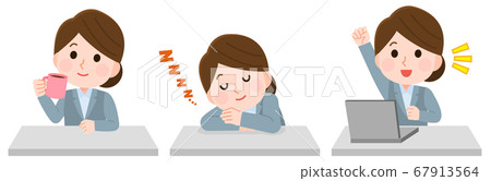 Illustration of a female employee taking a nap... - Stock Illustration ...