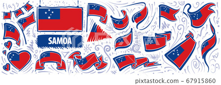 Vector set of the national flag of Samoa in... - Stock Illustration ...