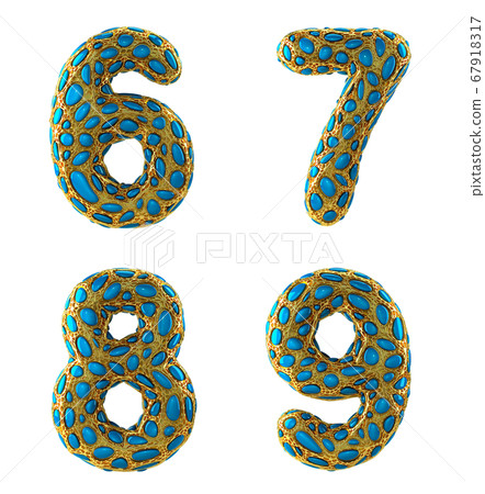 Number set 6, 7, 8, 9 made of realistic 3d... - Stock Illustration ...