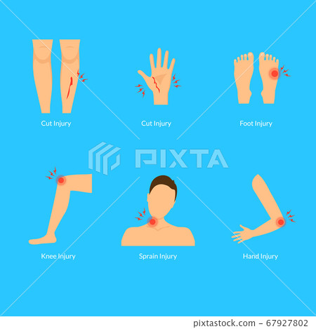 Cartoon Color Pain Human Body Set. Vector - Stock Illustration ...