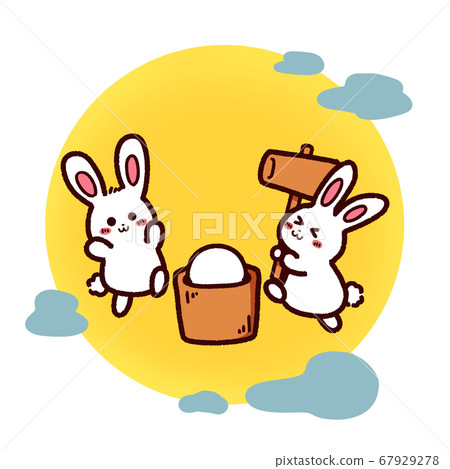 Rabbit mochi on the moon - Stock Illustration [67929278] - PIXTA