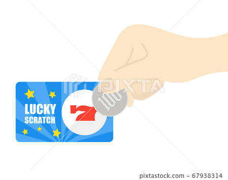 Illustration of scraping a scratch card with coins - Stock Illustration ...