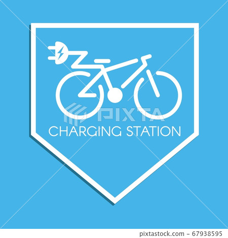 E-bicycle charging station sign. Electric bicycle - Stock Illustration ...