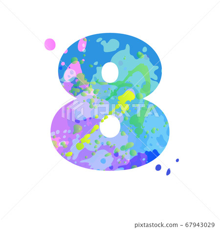 Number 8 with effect of liquid spots of paint... - Stock Illustration ...