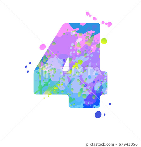 Number 4 with effect of liquid spots of paint... - Stock Illustration ...