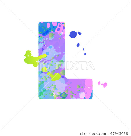 Bold letter L with effect of liquid spots of... - Stock Illustration ...