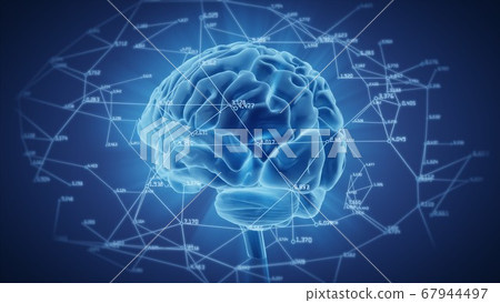 3d render brain with computational and... - Stock Illustration ...