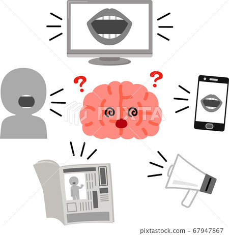 Brain characters being brainwashed by media - Stock Illustration ...