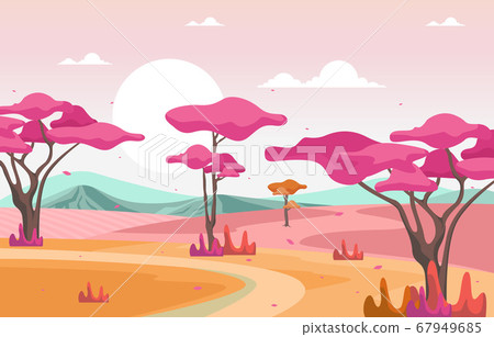 Autumn Fall Spring Season Japan Sakura Tree - Stock Illustration ...