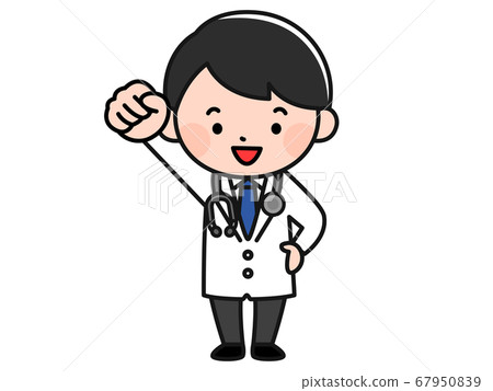 Illustration of a doctor (male) doing a guts pose - Stock Illustration ...