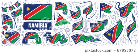Vector set of the national flag of Namibia in... - Stock Illustration ...