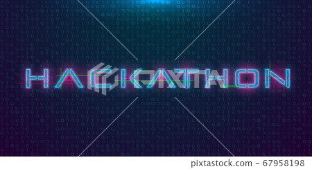 Hackathon HUD hologram cyberpunk style banner.... - Stock Illustration ...