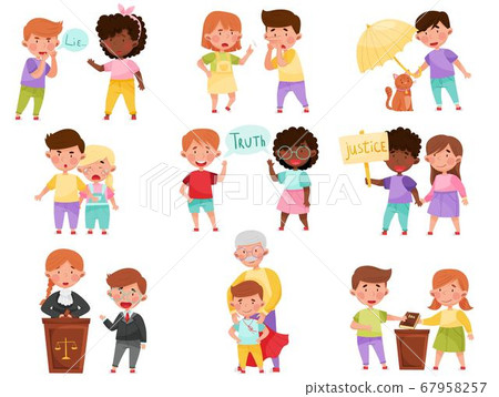Little Kid Characters Playing Fair and Honestly... - Stock Illustration ...
