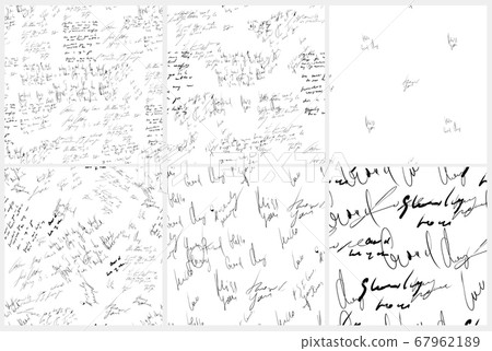 Seamless abstract text pattern set. Handwritten...-插圖素材 [67962189 ...