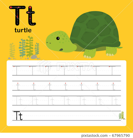 T, turtle, Alphabet tracing worksheet for... - Stock Illustration ...