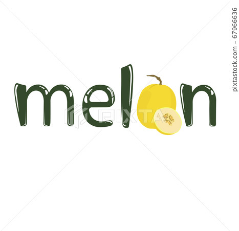 Word melon design decorated with melon fruits.... - Stock Illustration ...